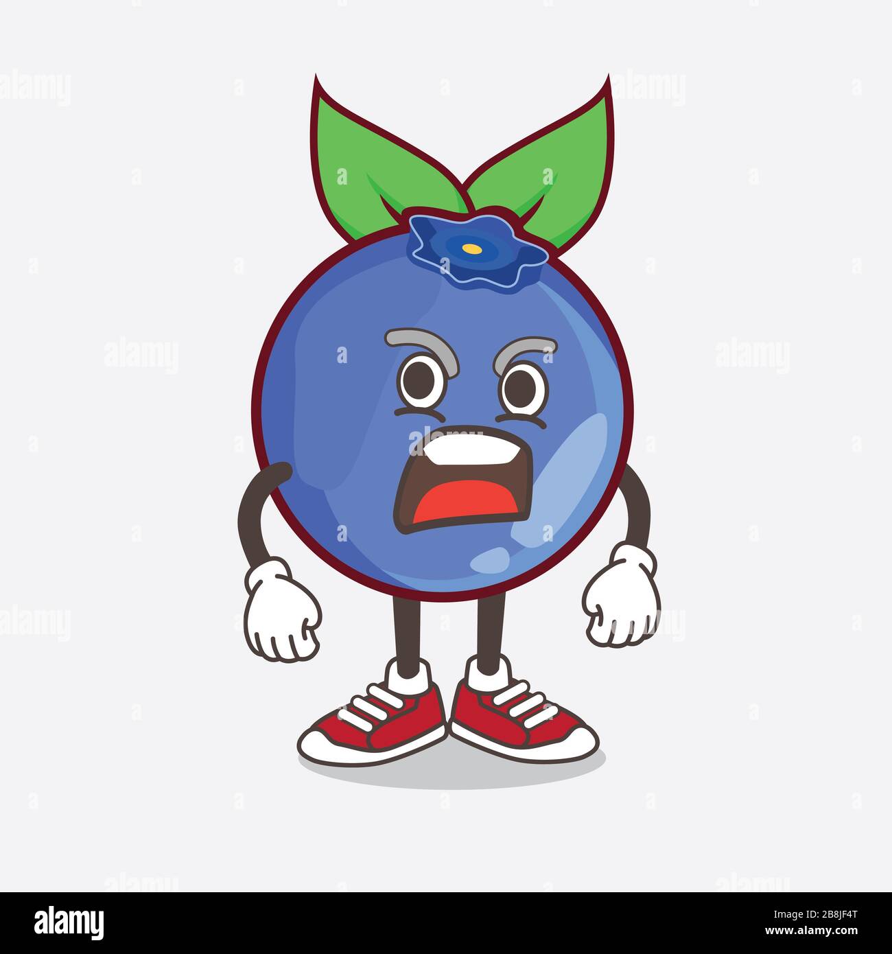 An illustration of Blueberry Fruit cartoon mascot character with angry ...