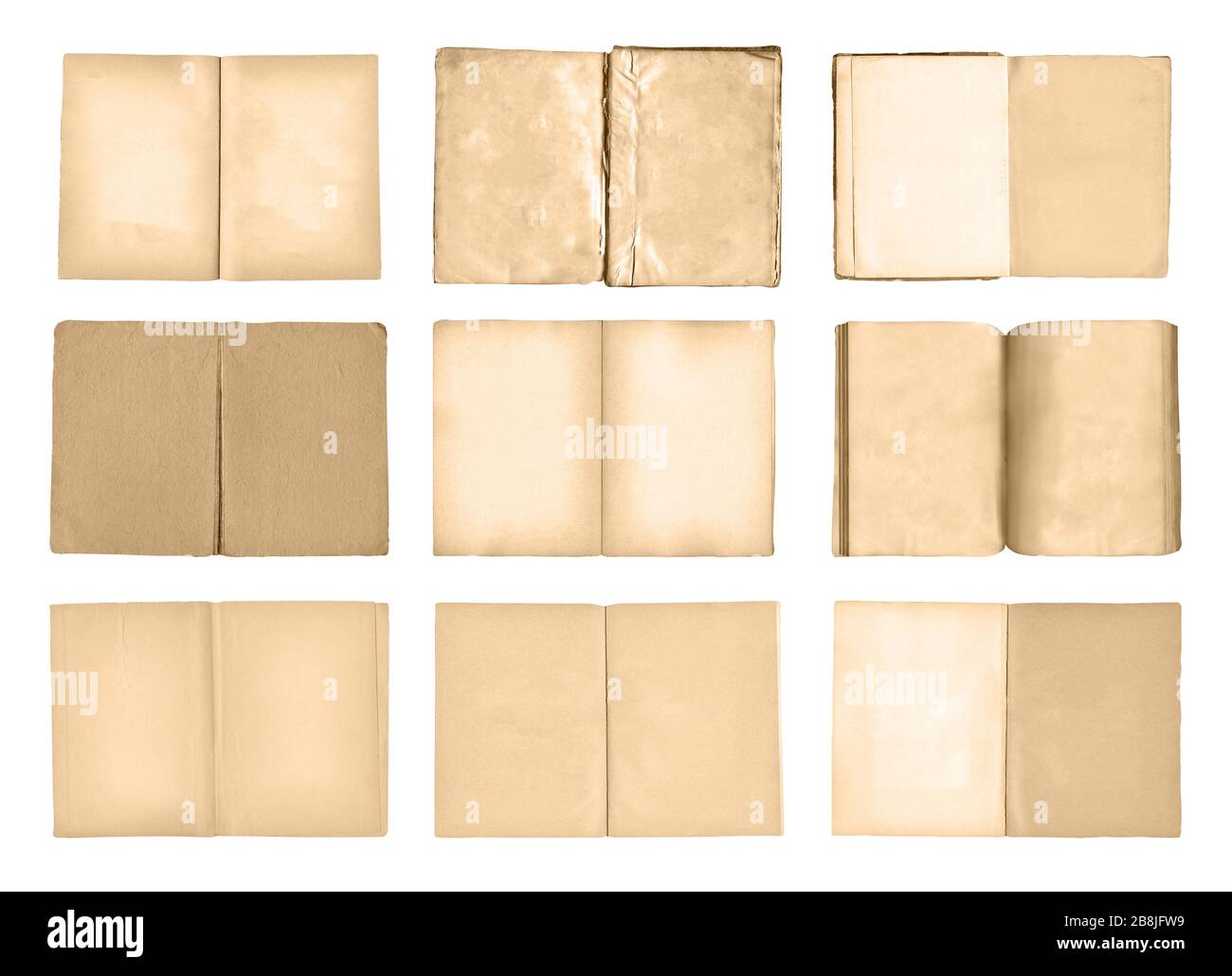 Set of different open old book open. Collection of different old books ...