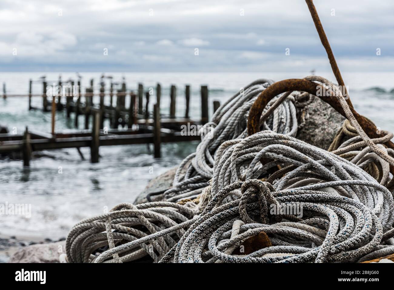 Ropes and anchors on the island of Rügen in Mecklenburg-Western ...