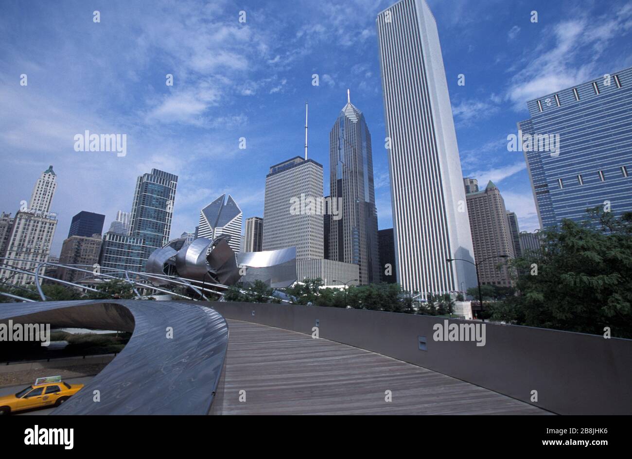 The Millennium Park, BP bridge by Frank Gehry, Chicago, USA Stock Photo ...