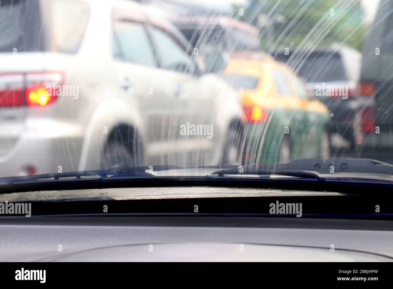 Dirty Windshield, Pollution Auto Glass dirty with interior view in car ...