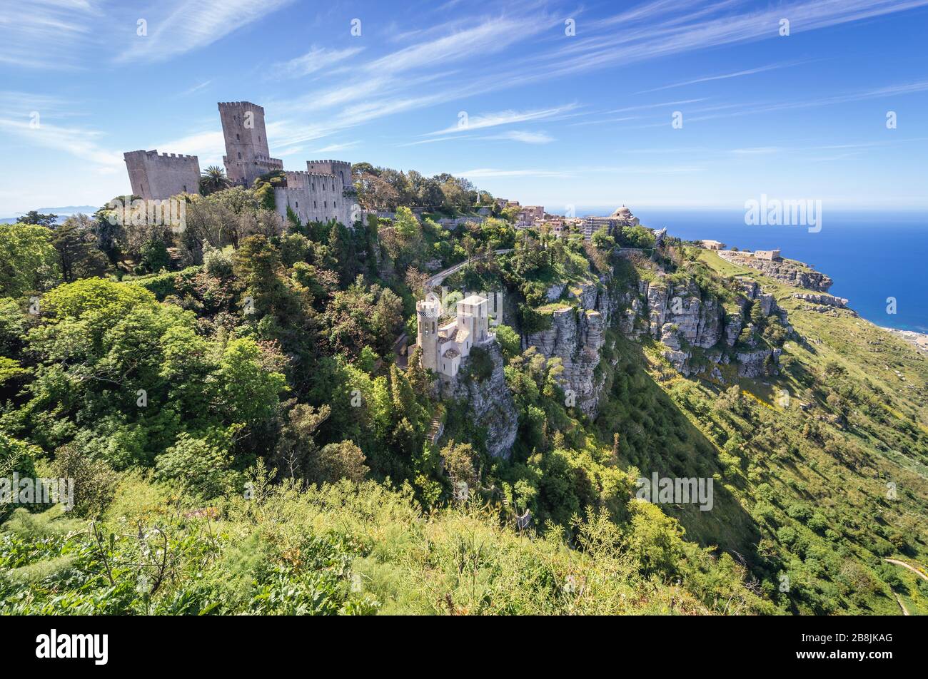 Balio Castle and Pepoli Turret next to Venus Castle in Erice historic ...