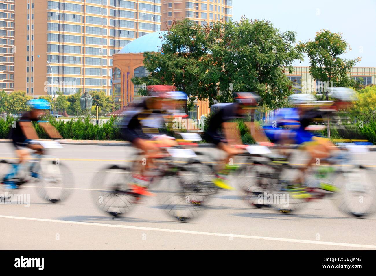 Cycling competition,cyclist athletes riding a race at high speed Stock ...