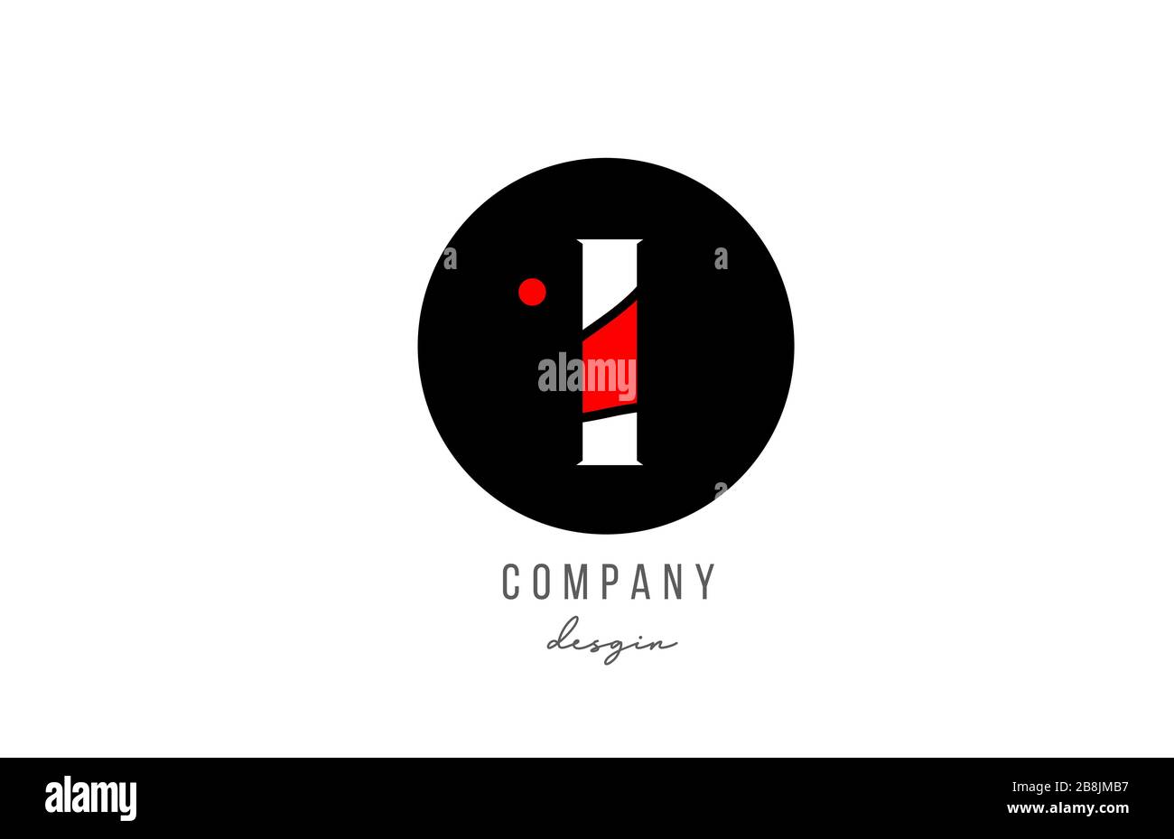 I letter alphabet icon logo design in white red with circle for ...