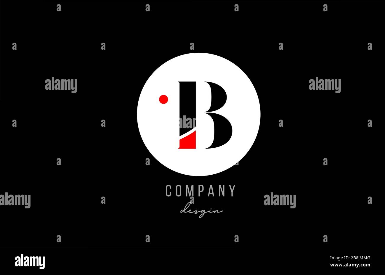 B letter alphabet logo icon design with white circle for business and ...