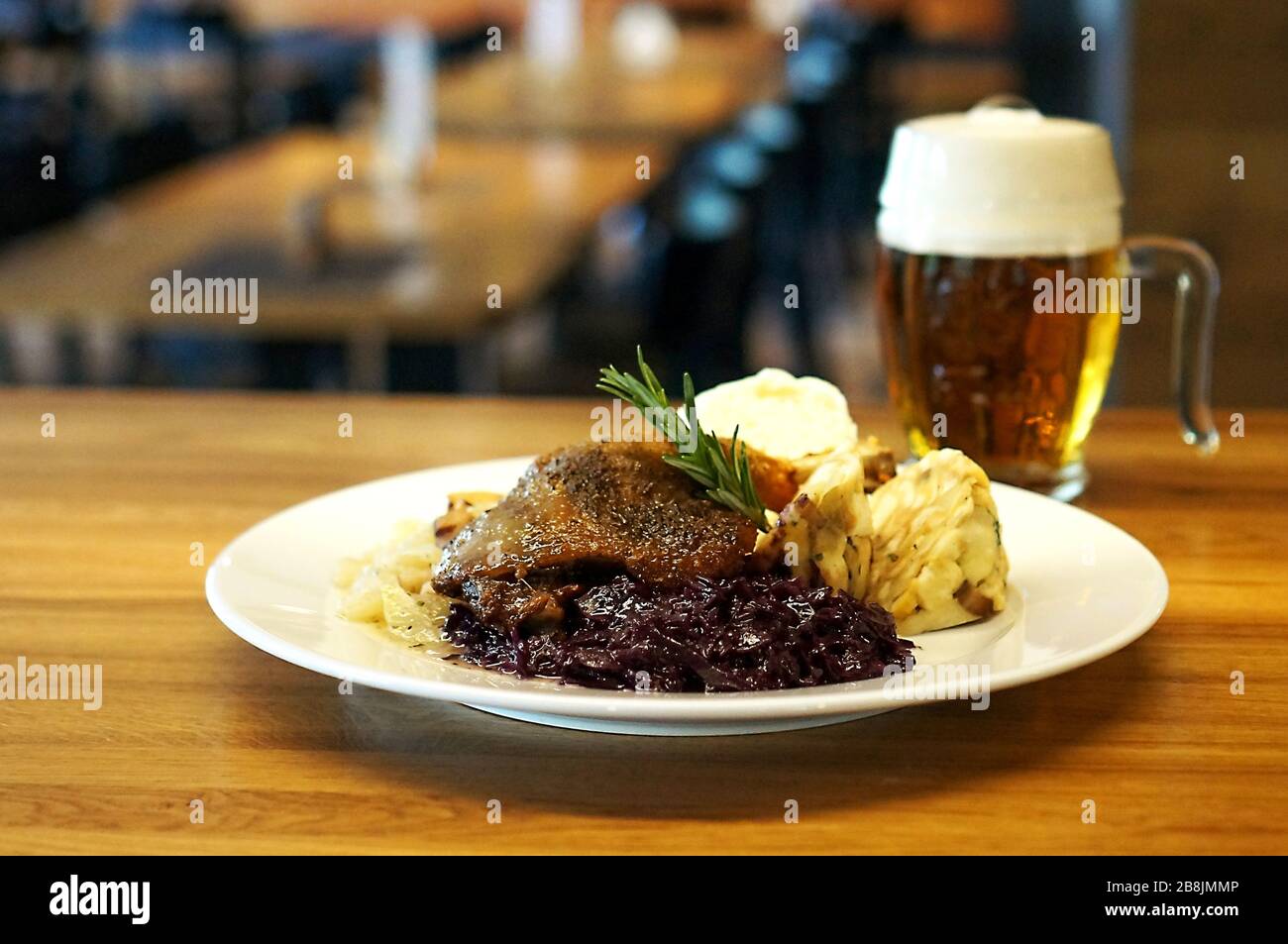Duck with cabbage and dumplings - menu Stock Photo - Alamy