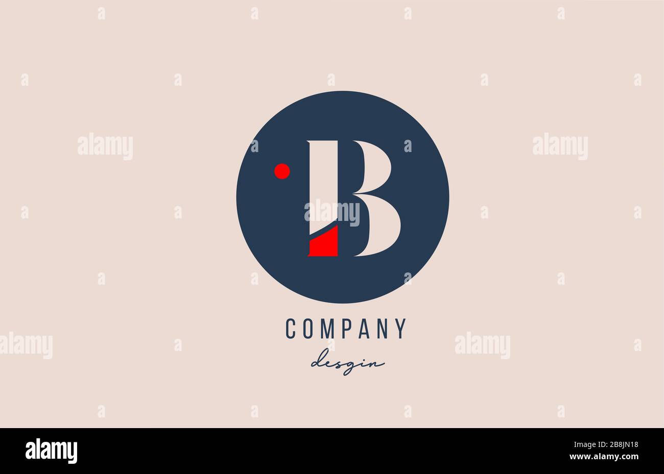 red dot B letter alphabet logo icon design with blue circle for company ...