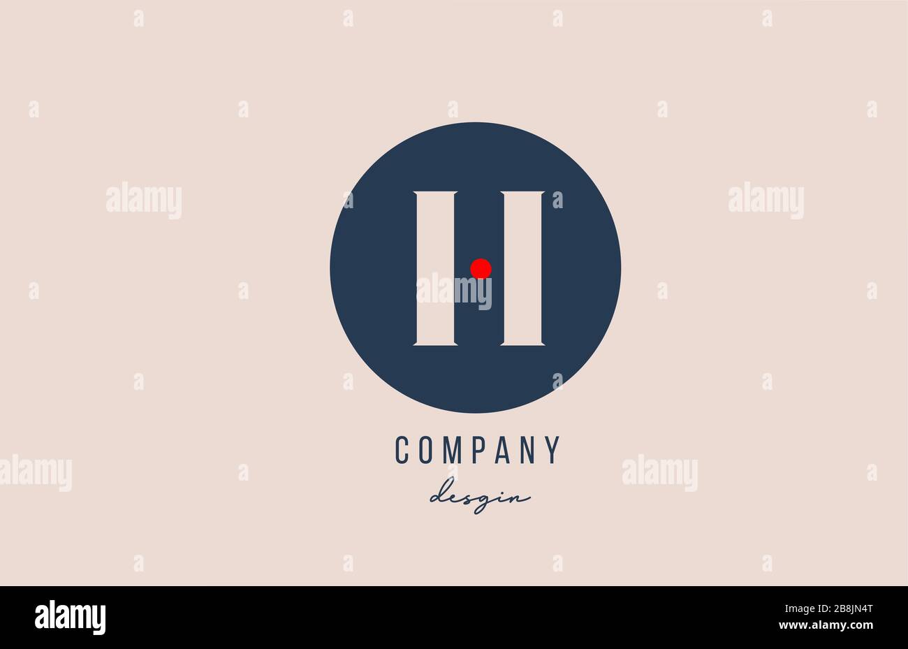 red dot H letter alphabet logo icon design with blue circle for company ...
