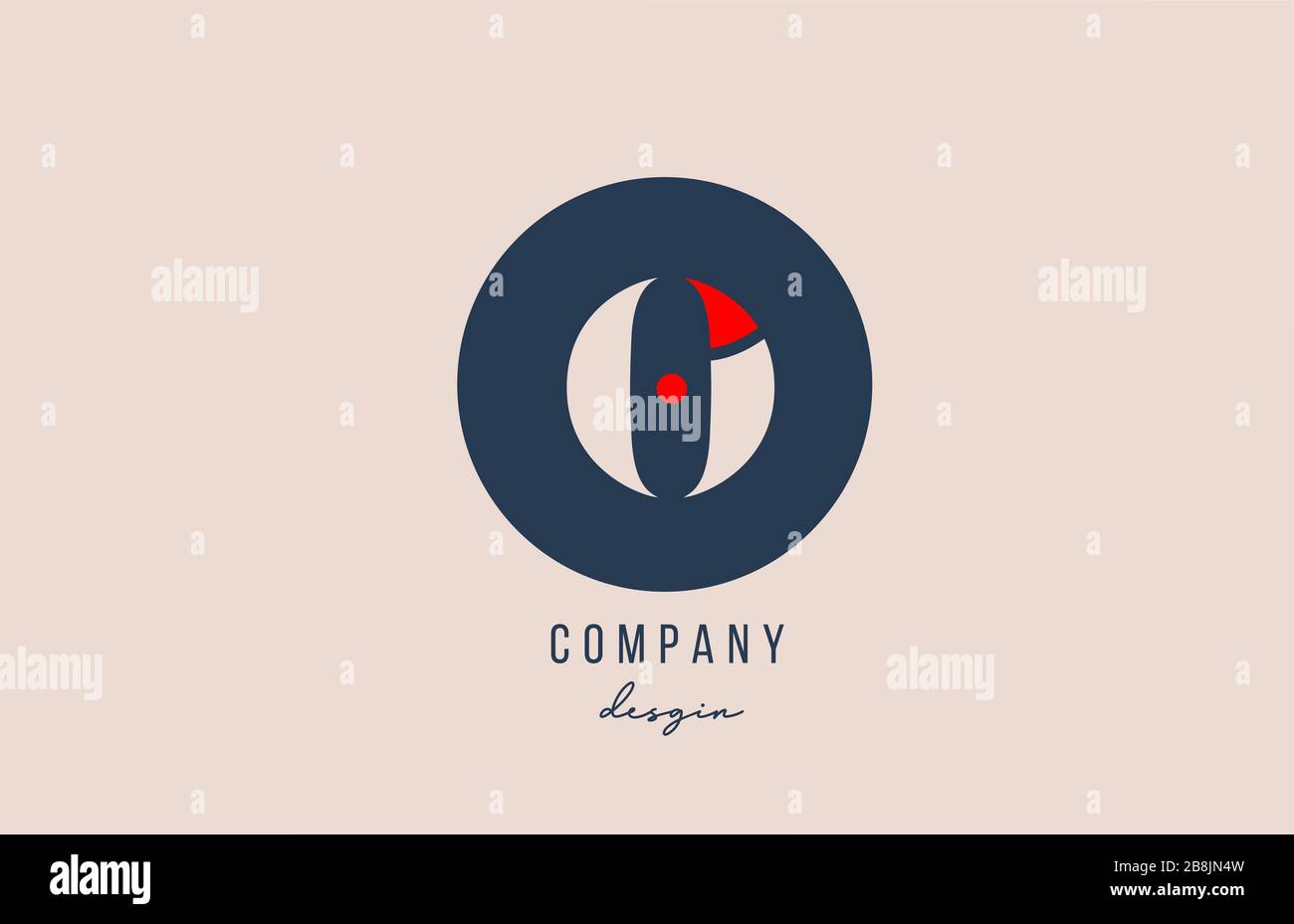 red dot O letter alphabet logo icon design with blue circle for company ...