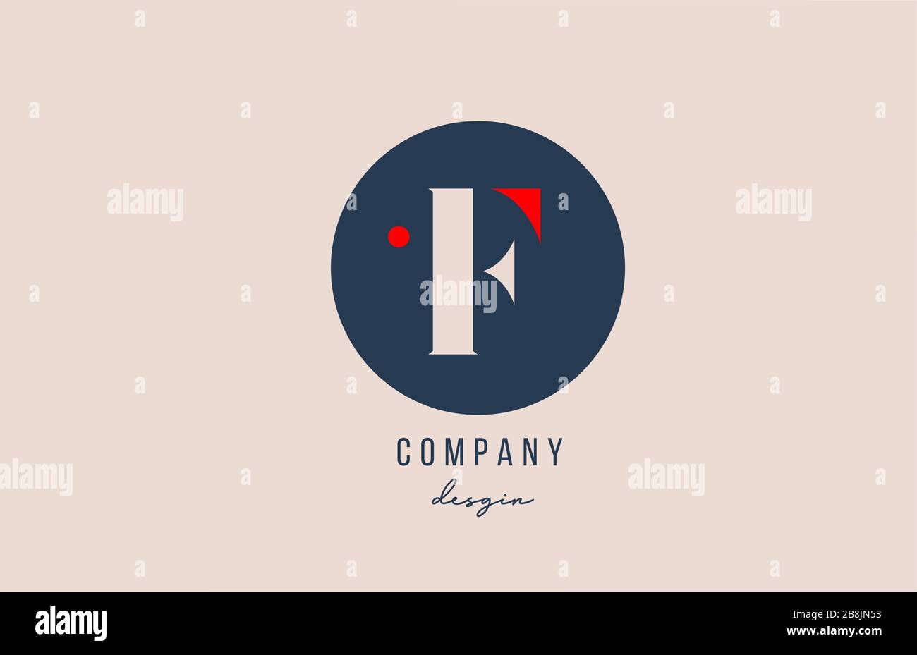 red dot F letter alphabet logo icon design with blue circle for company ...