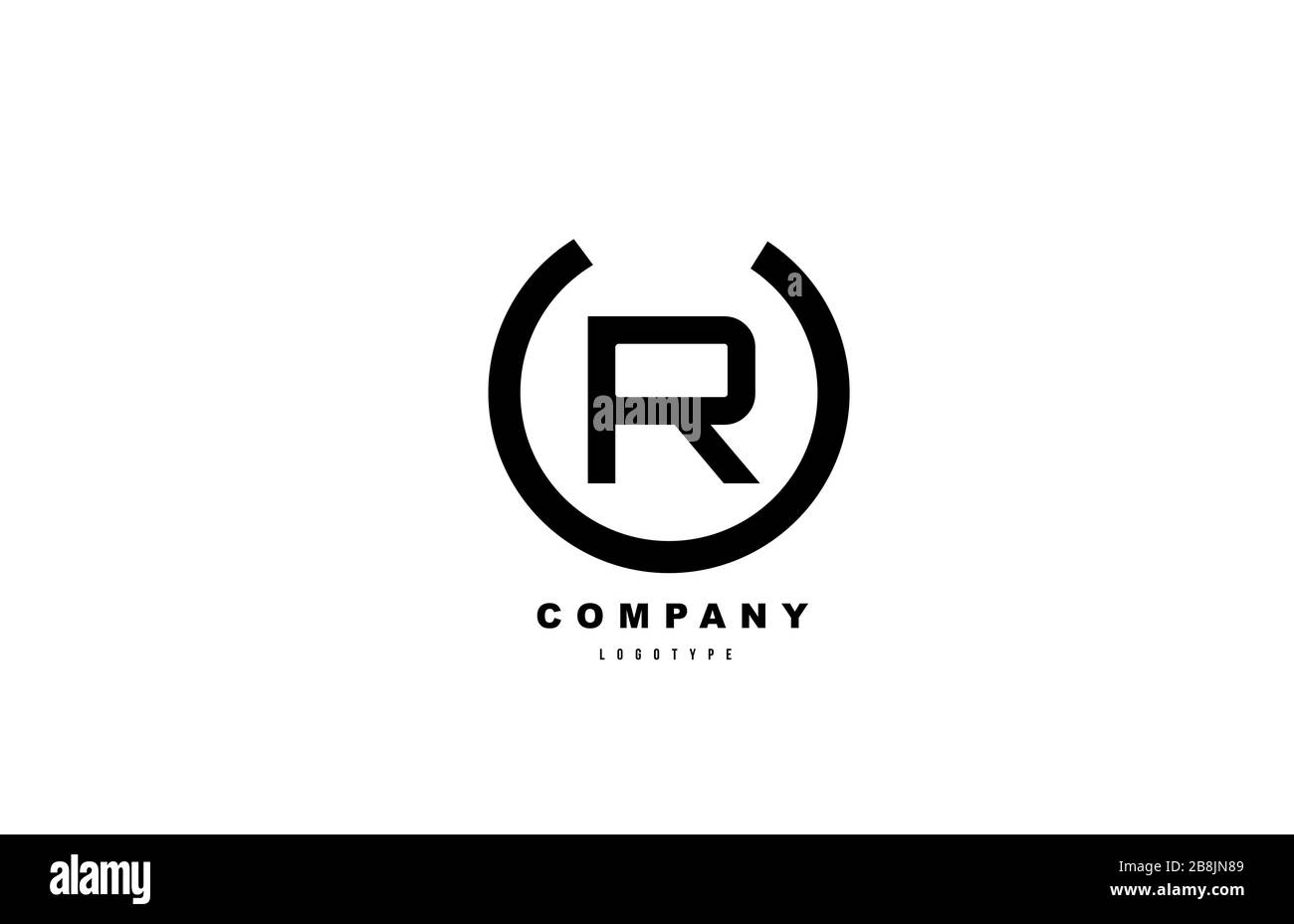 simple R black and white letter logo alphabet icon design for company ...