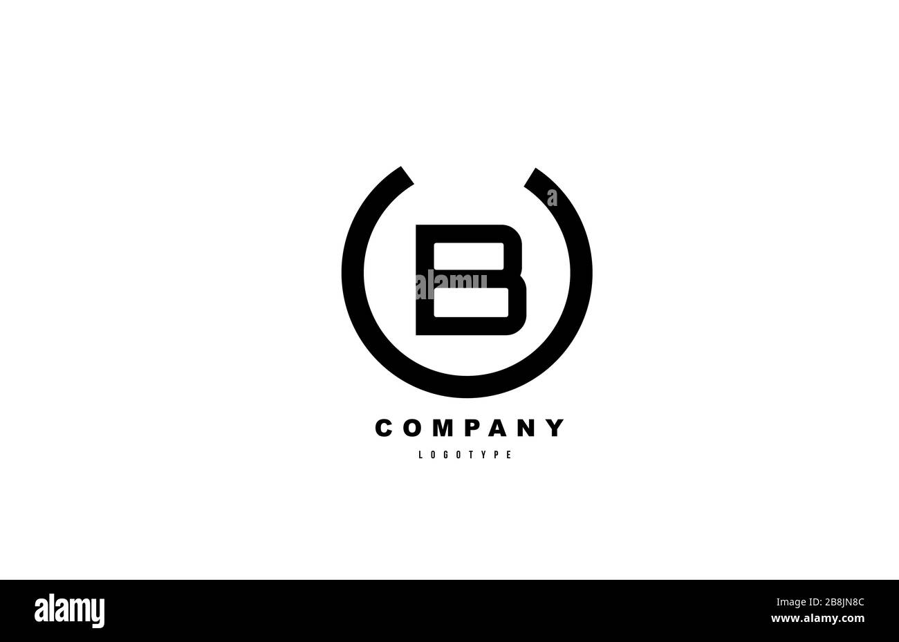 simple B black and white letter logo alphabet icon design for company ...