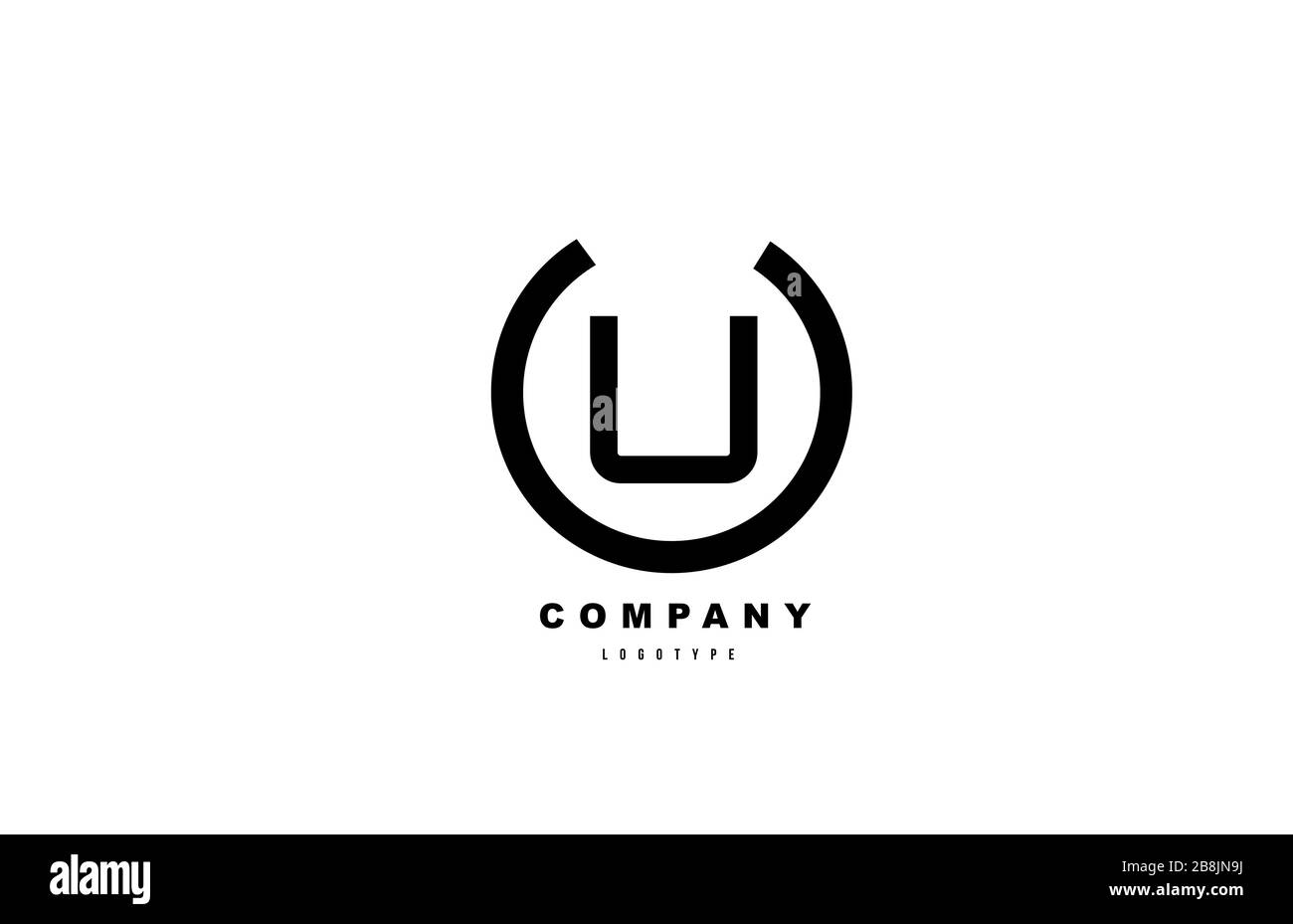 simple U black and white letter logo alphabet icon design for company ...