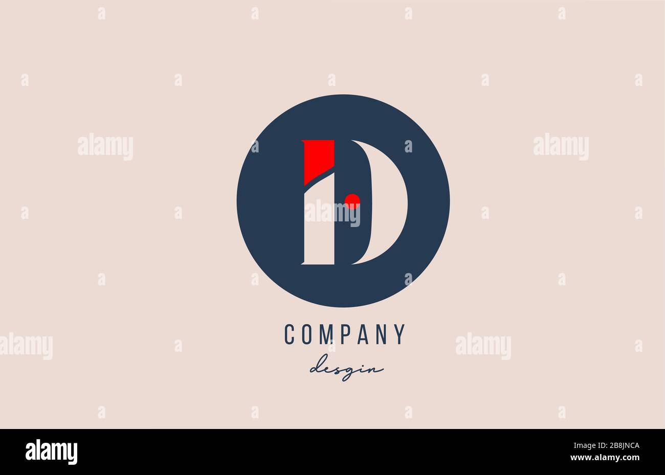 red dot D letter alphabet logo icon design with blue circle for company ...