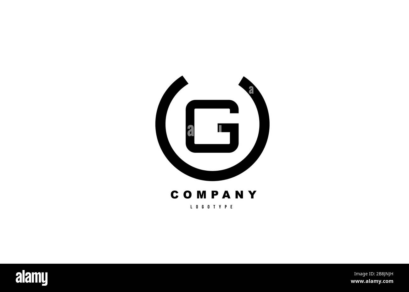 simple G black and white letter logo alphabet icon design for company ...