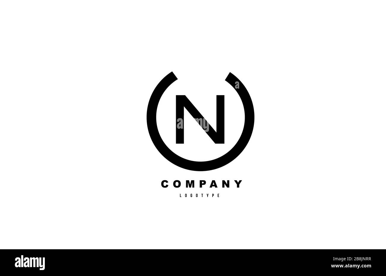 simple N black and white letter logo alphabet icon design for company ...
