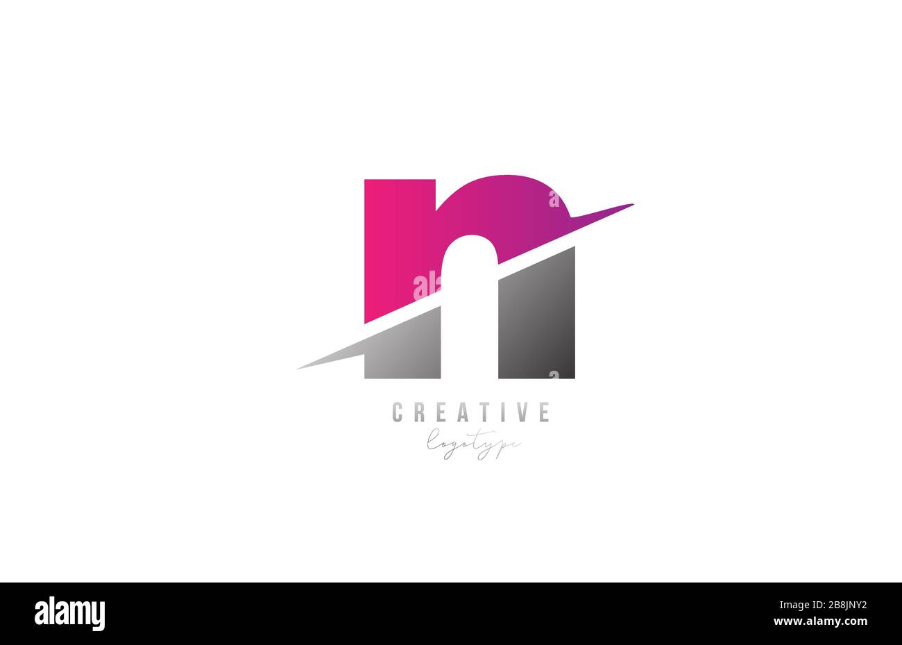 pink and grey N letter logo alphabet icon design for company and ...