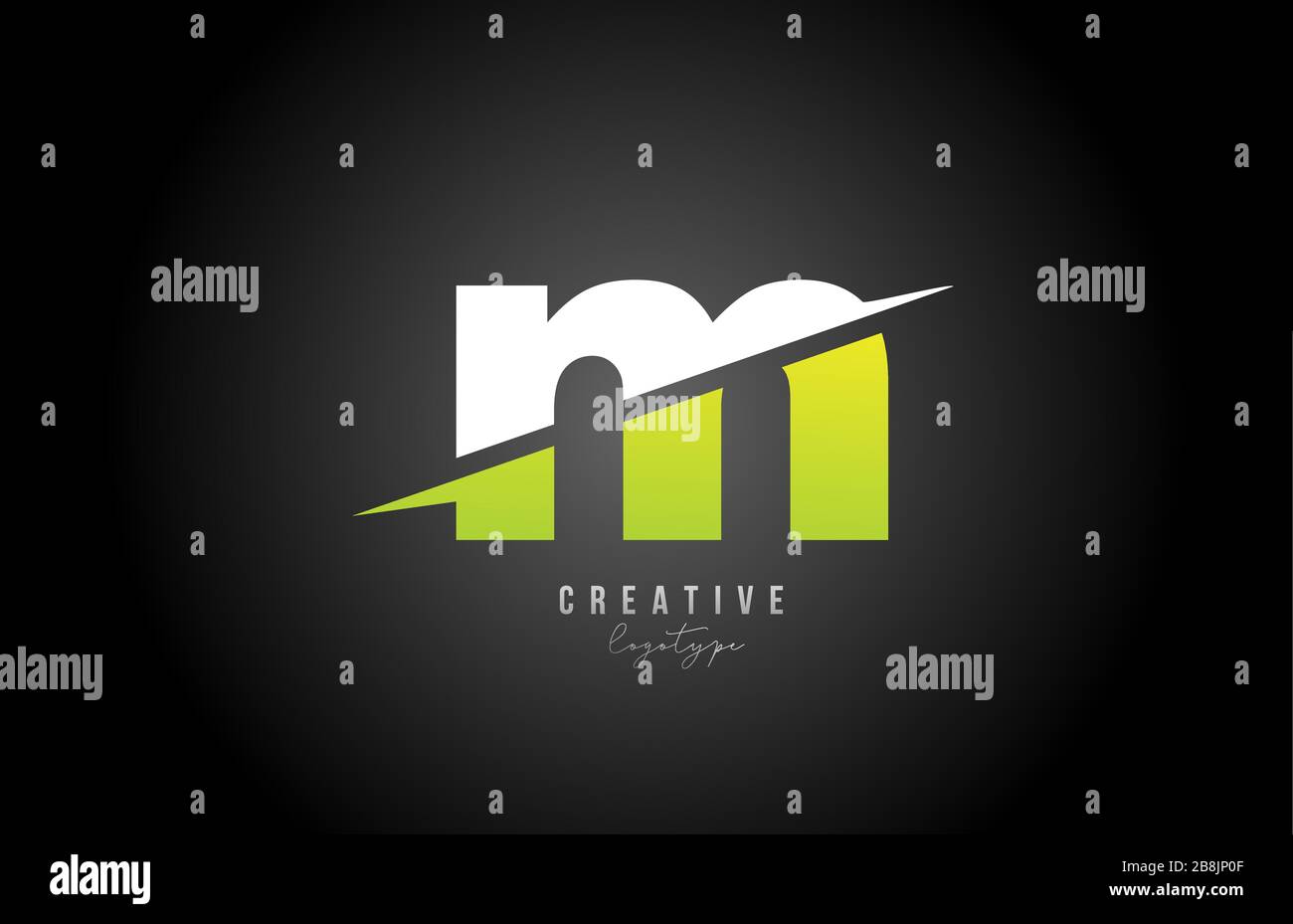 white and green M letter logo alphabet icon design for business and ...