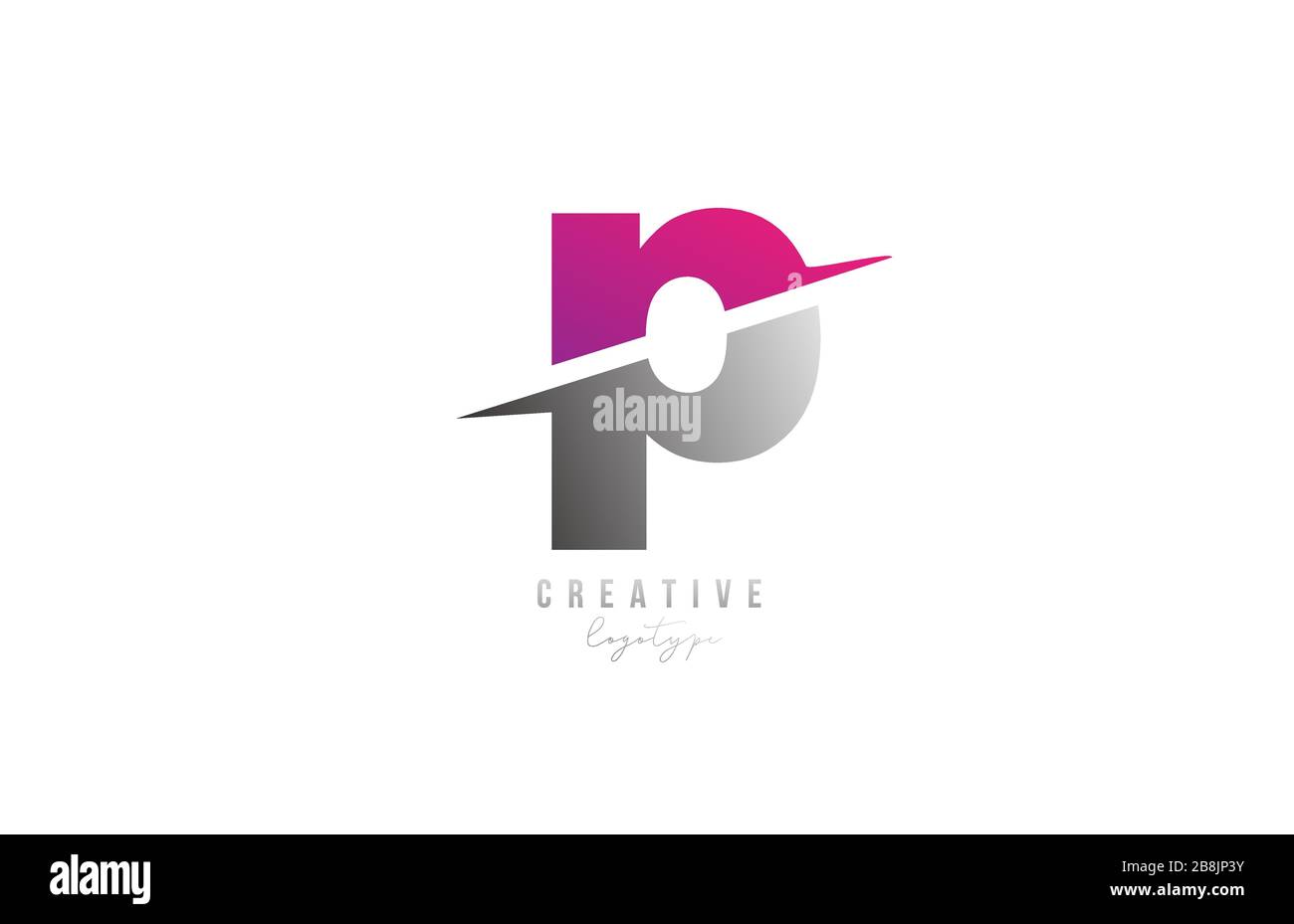 pink and grey P letter logo alphabet icon design for company and ...