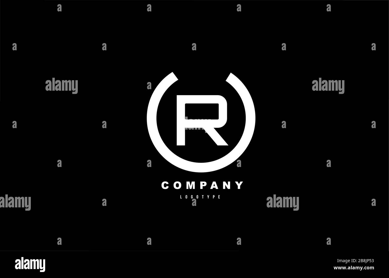 R white and black letter simple logo alphabet icon design for business ...