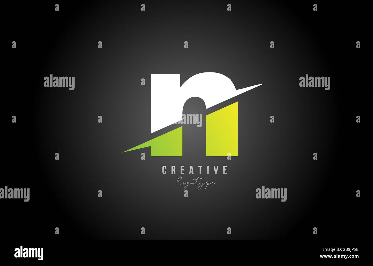 white and green N letter logo alphabet icon design for business and ...