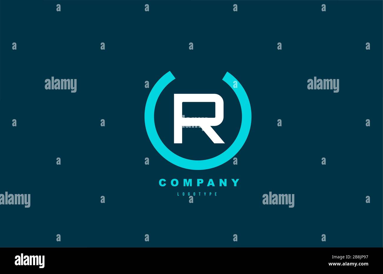 R white and blue letter simple logo alphabet icon design for business ...