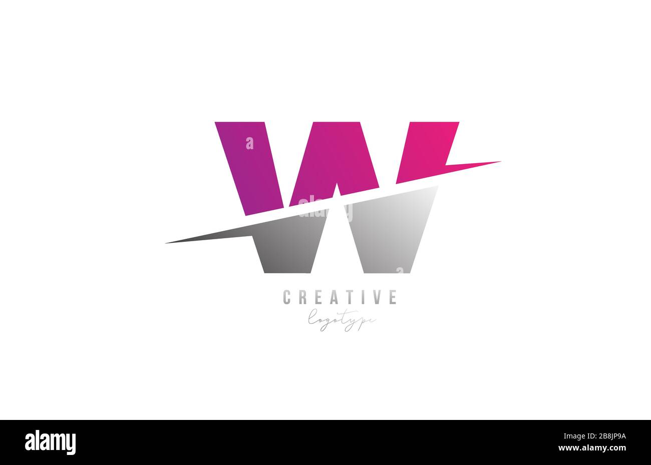 pink and grey W letter logo alphabet icon design for company and ...