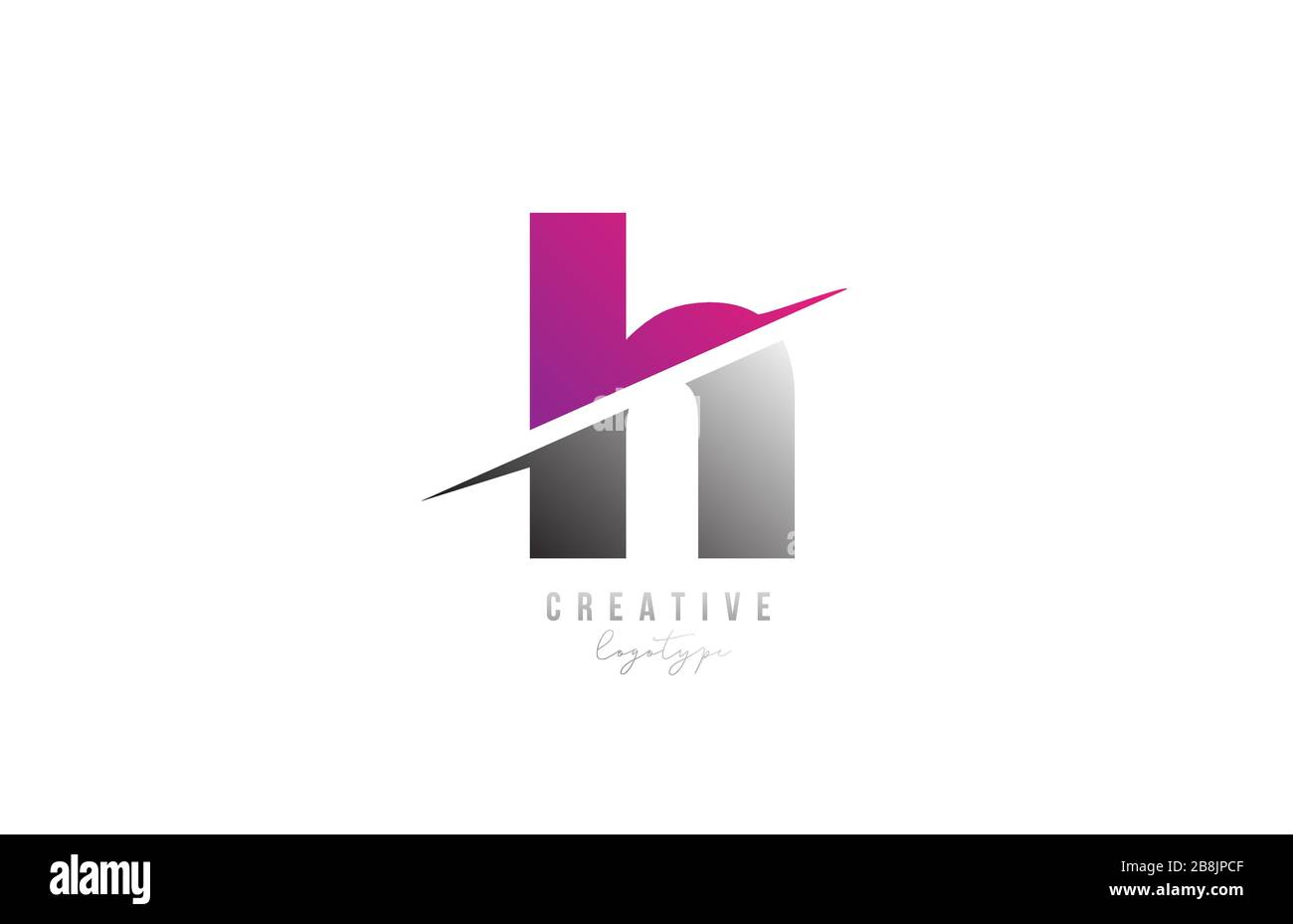 pink and grey H letter logo alphabet icon design for company and ...