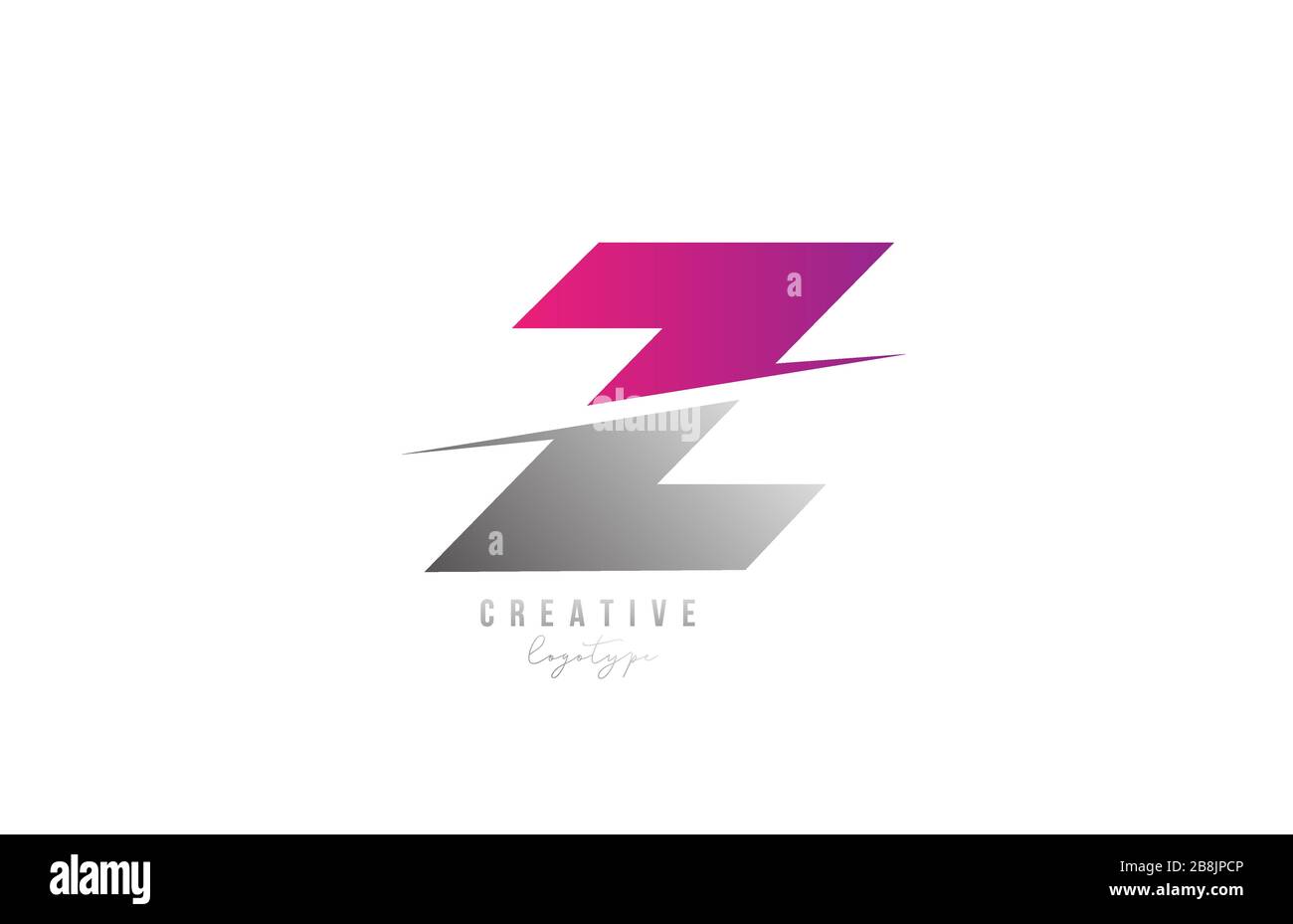 pink and grey Z letter logo alphabet icon design for company and ...