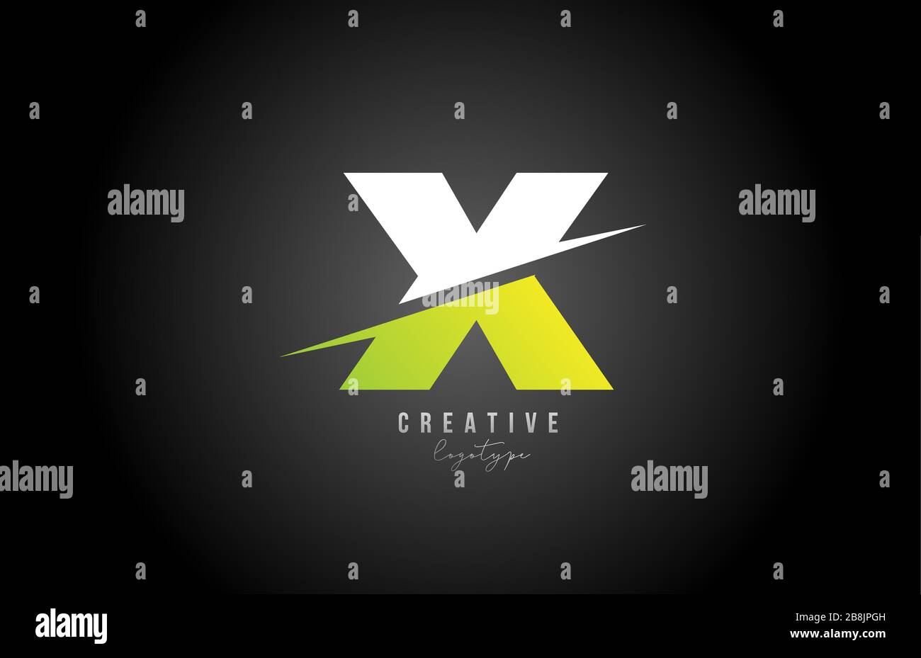 white and green X letter logo alphabet icon design for business and ...