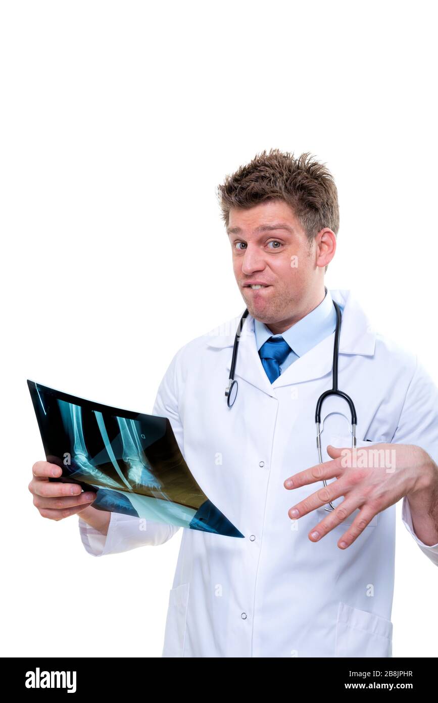 expressive doctor examining an bad x-ray of feet Stock Photo - Alamy