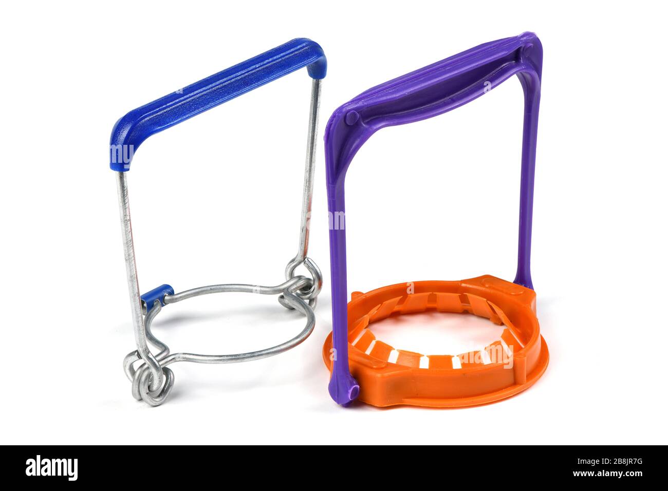 Handle holder for plastic bottle on the white background. High ...