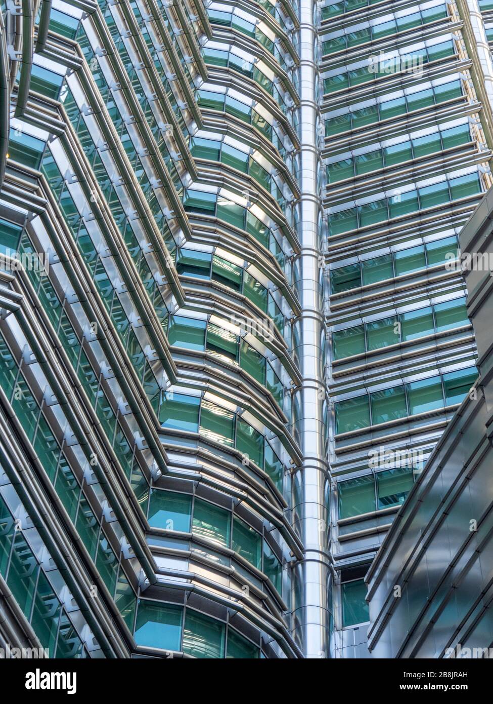 Detail of the glass and steel facade of Petronas Twin Towers Kuala ...