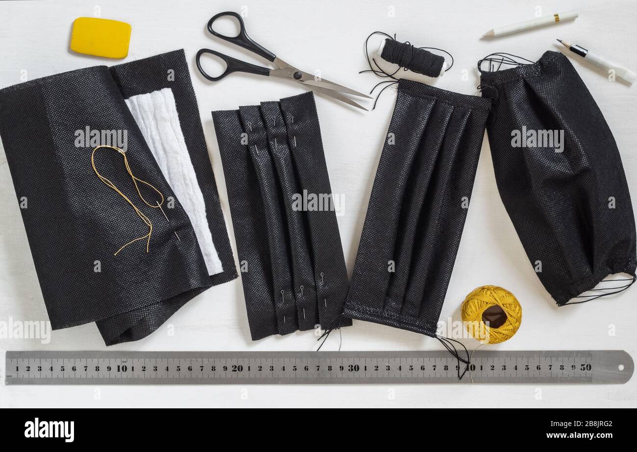 Antivirus protection. Sewing protective masks with his own hands made ...
