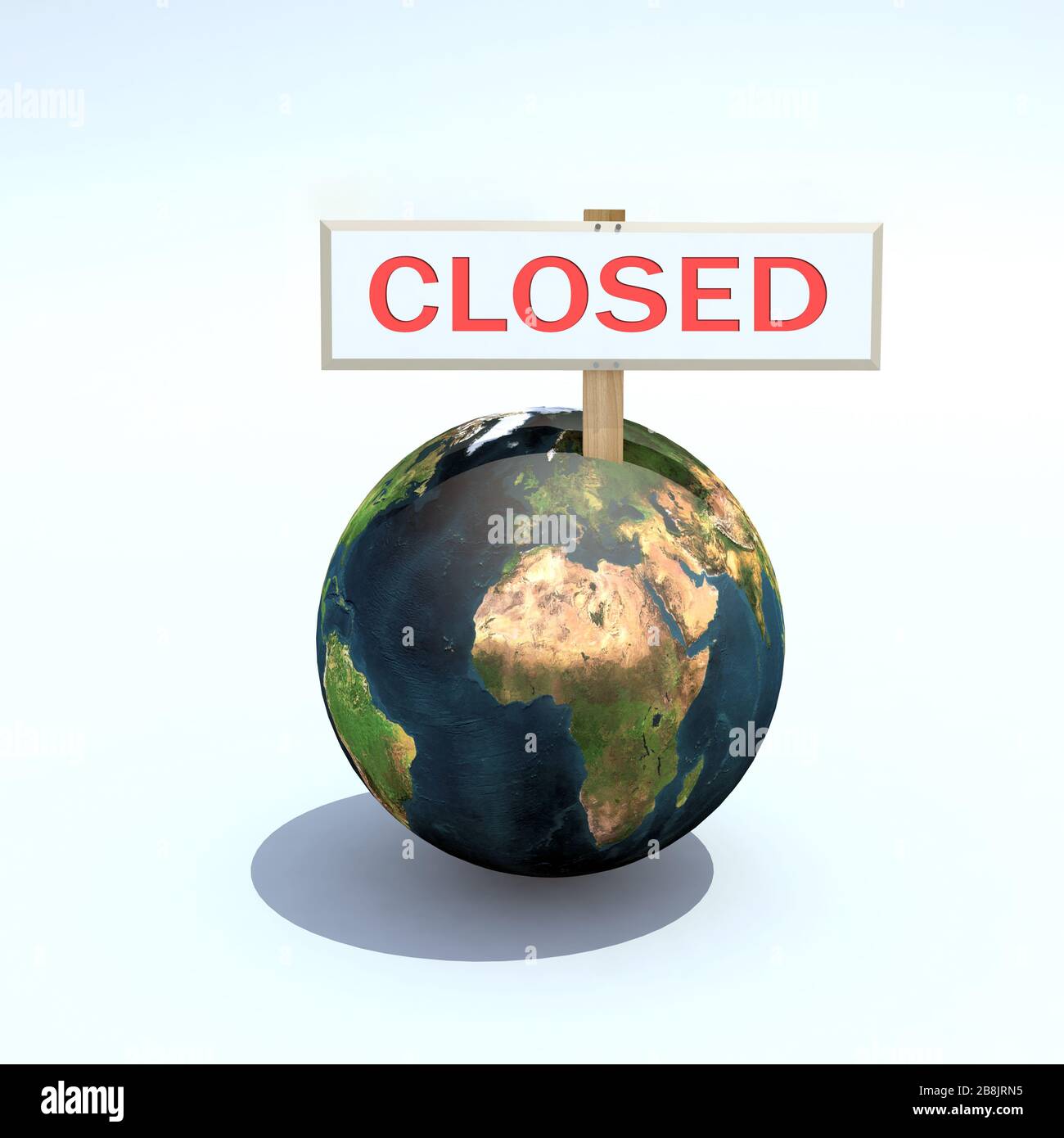 planet earth with a sign with closed written, 3d illustration Stock ...