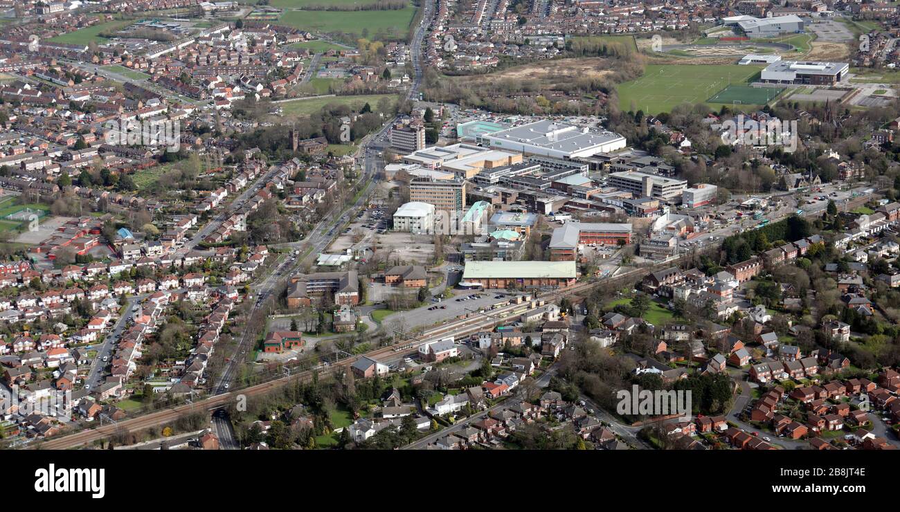 aerial view of Huyton town centre Stock Photo - Alamy