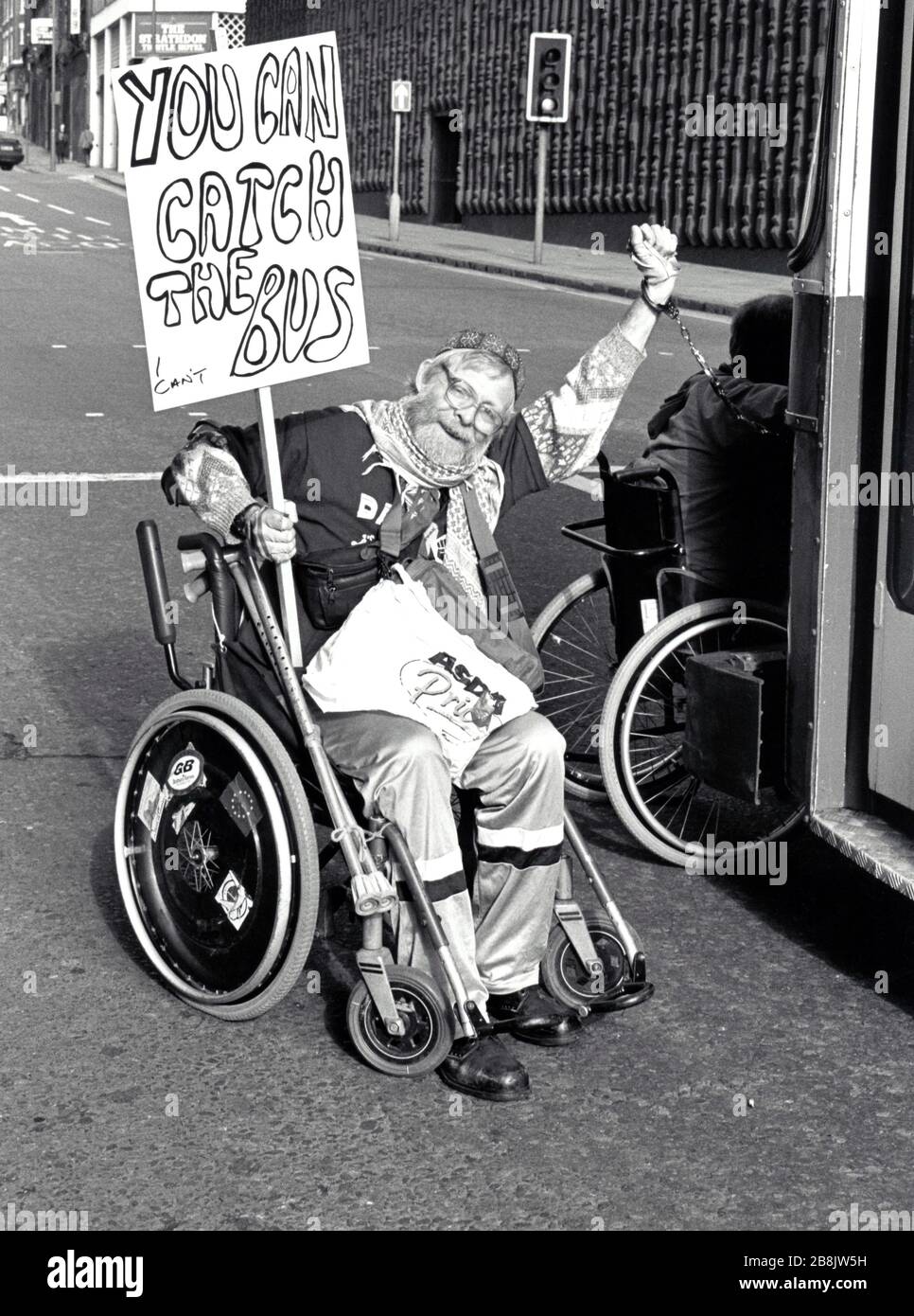Disabled Action Network transport protest UK 1990s Stock Photo - Alamy