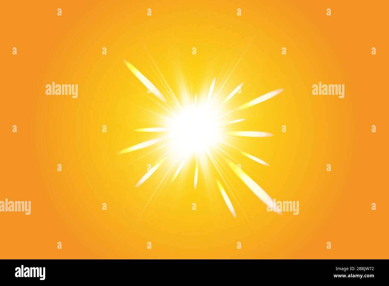 Warm sun on a yellow background. Summer. Glare. Solar rays Stock Vector ...