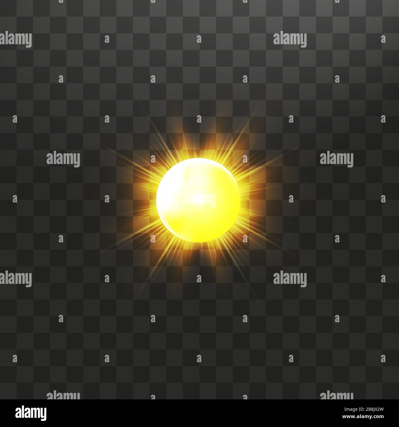 Warm sun on a transparent background. Summer. Glare. Solar rays Stock ...