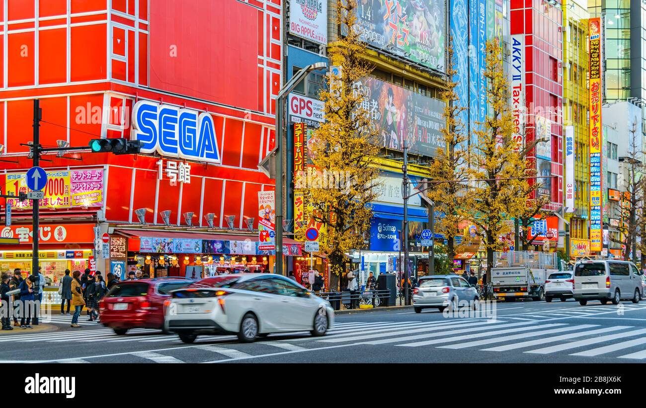 TOKYO, JAPAN, JANAURY - 2019 - Urban scene at famous akihabara ...