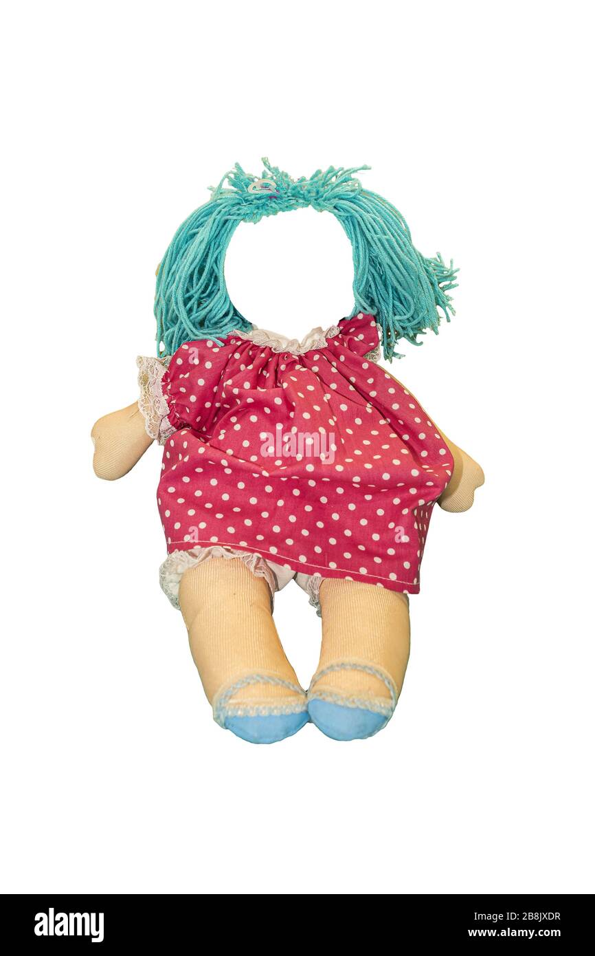 Face less girl doll toy isolated on white background Stock Photo - Alamy