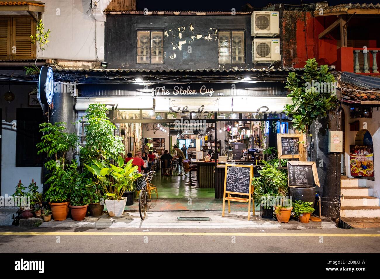 Hipster coffee shop on Jonker Street, Malacca in Malaysia Stock Photo ...