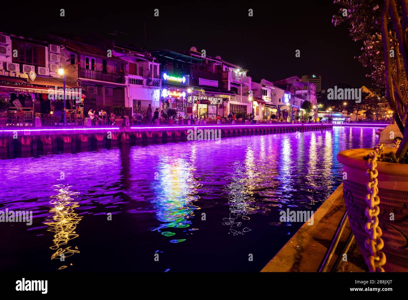 Malacca River, a popular nightlife spot with bars and music which is ...
