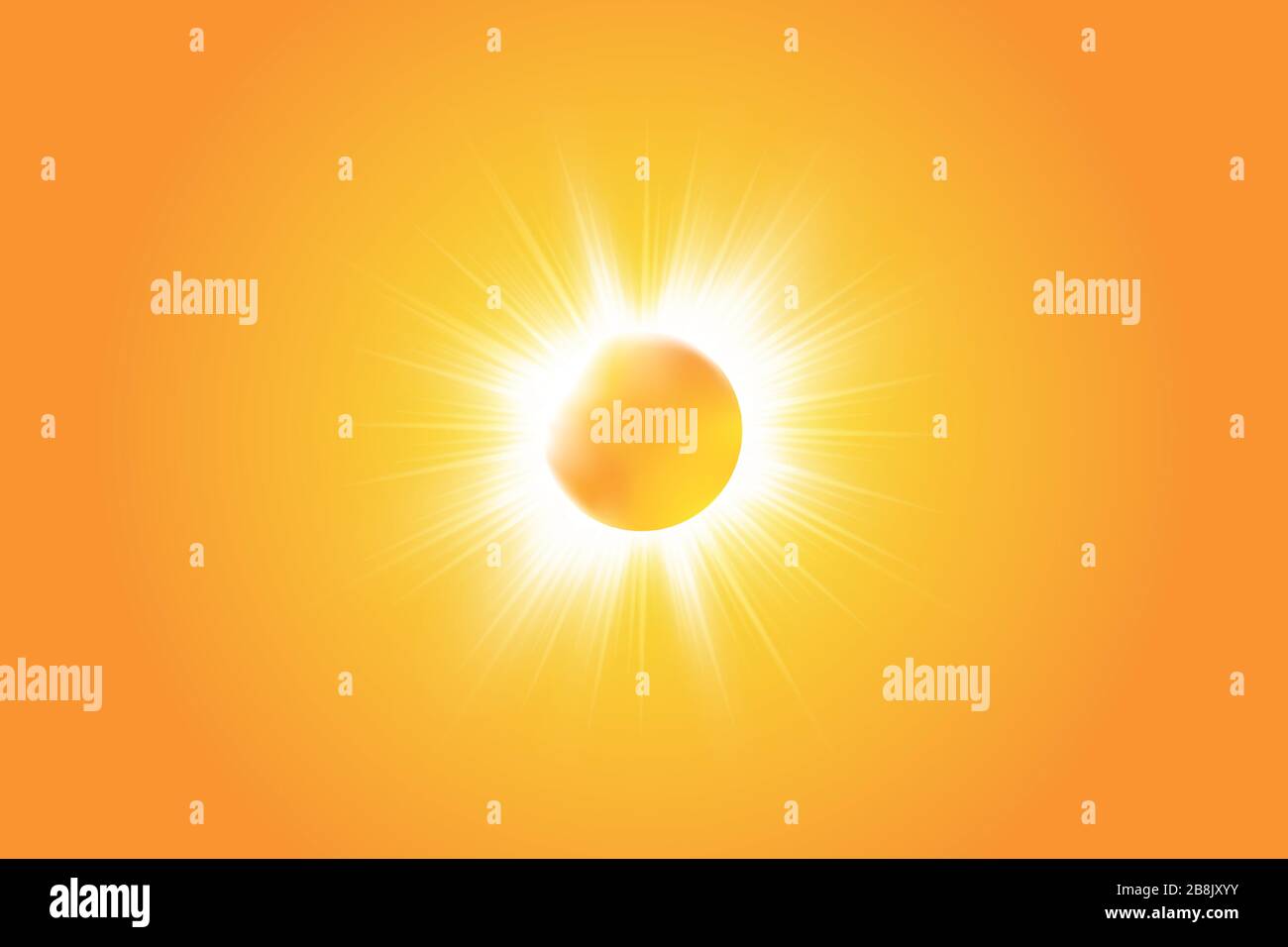 Warm sun on a yellow background. Summer. Glare. Solar rays Stock Vector ...