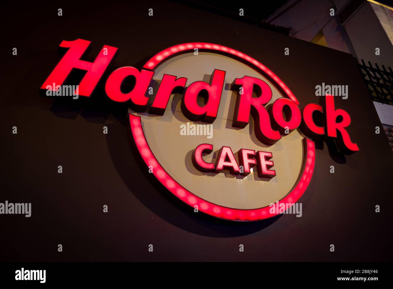 Hard Rock Cafe logo, a famous chain of themed restaurants Stock Photo ...