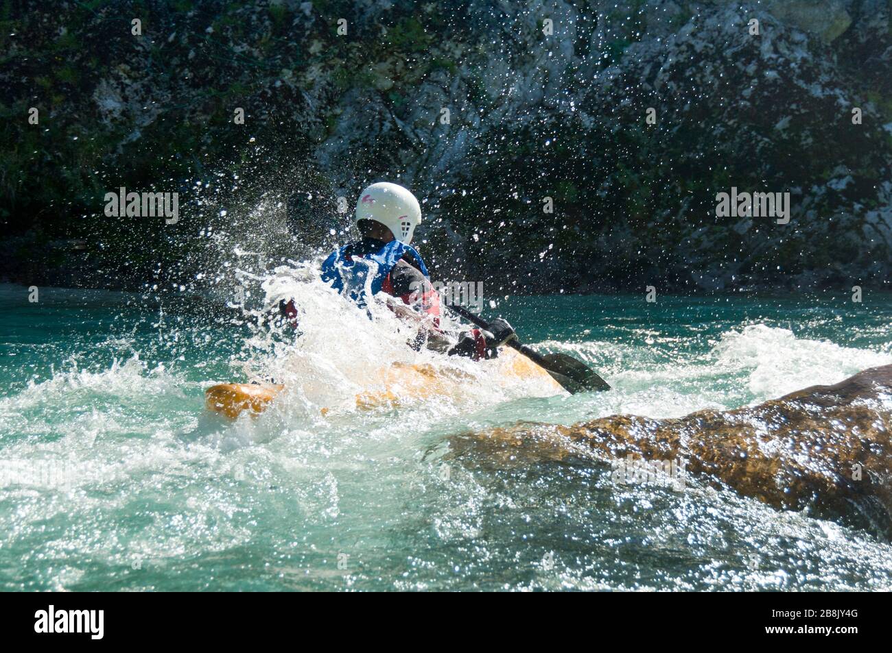 Kayaking on a wild alpine river in Slovenia Stock Photo - Alamy