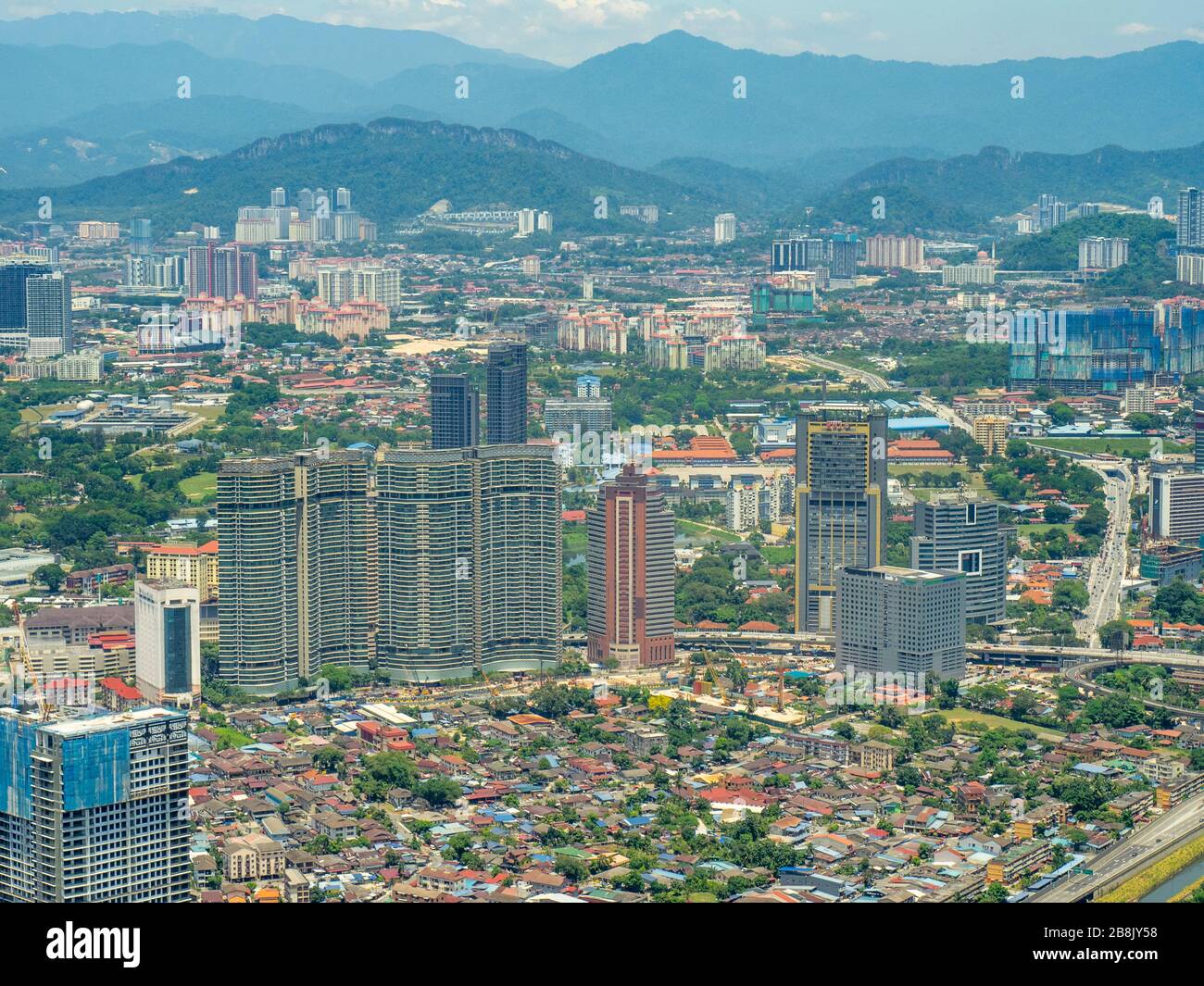 Panoramic view from KL Tower of high rise residential towers and office ...