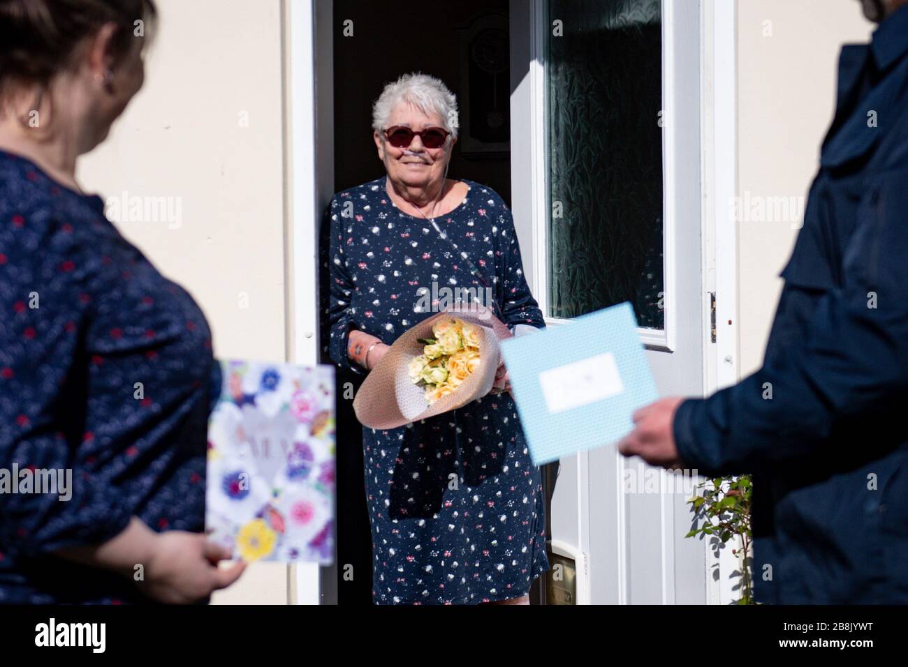 RETRANSMITTED ADDING LOCATION Olive Trotman, 76, is visited on Mother's ...