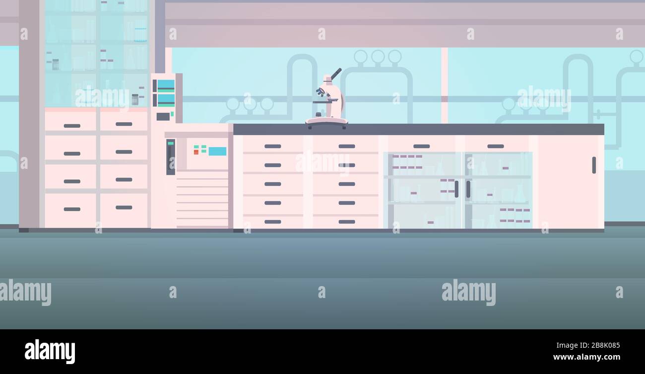 modern lab interior empty no people chemical laboratory with furniture ...