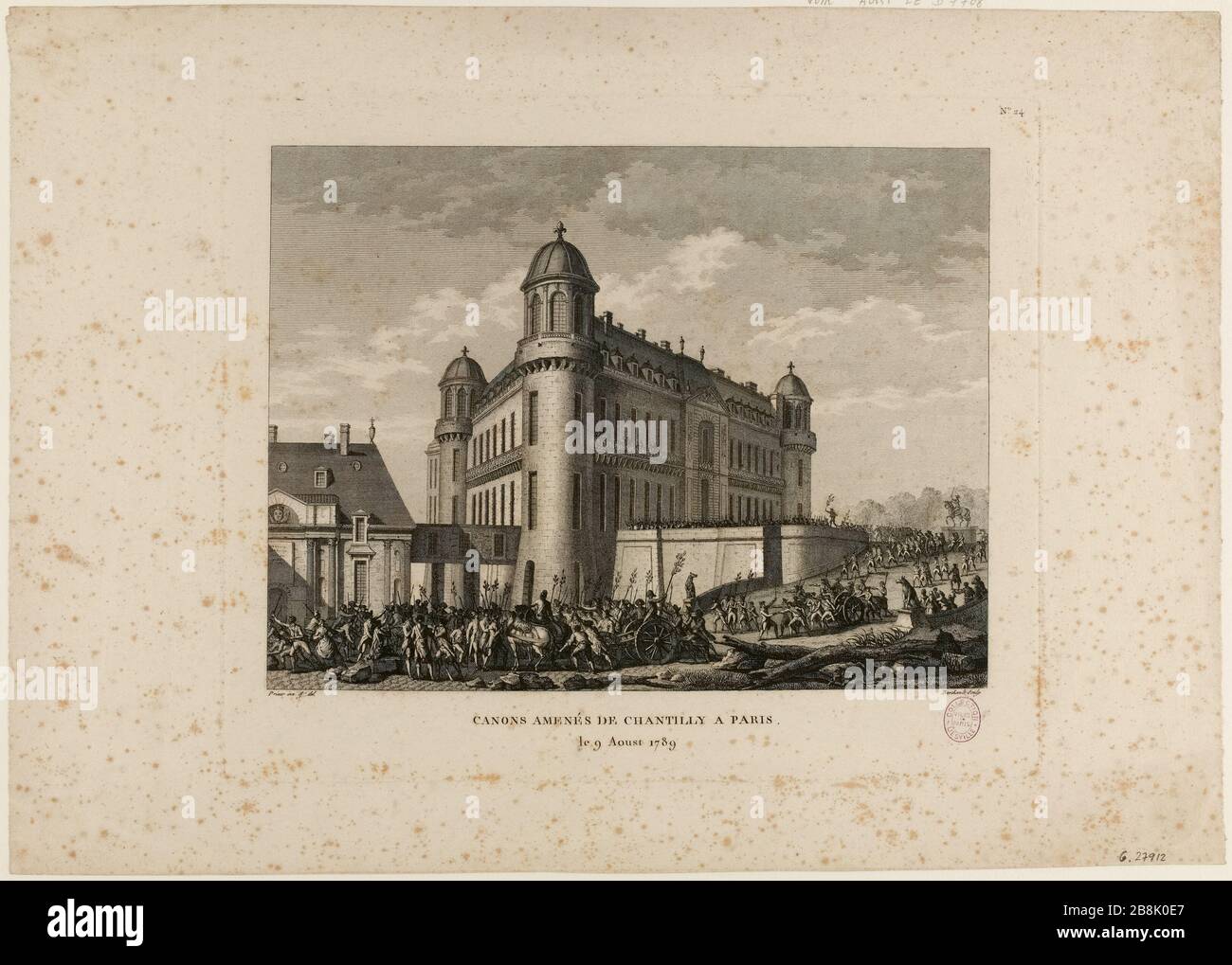 Guns brought from Chantilly in Paris, Chantilly Castle, August 9, 1789 ...